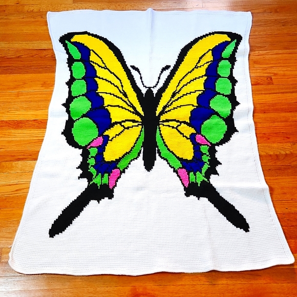 Hand Crafted | Bedding | Crotcheted Butterfly Afghan 59x42 | Poshmark